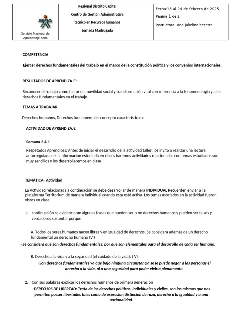 Taller Derechos Humanos JUAN PABLO GOMEZ | PDF | Derecho Constitucional | Derechos humanos