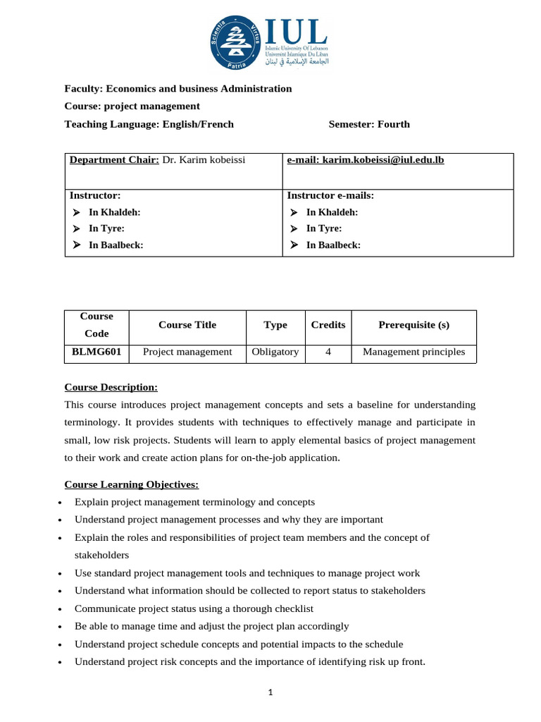 syllabus project Mang | PDF | Project Management | Business