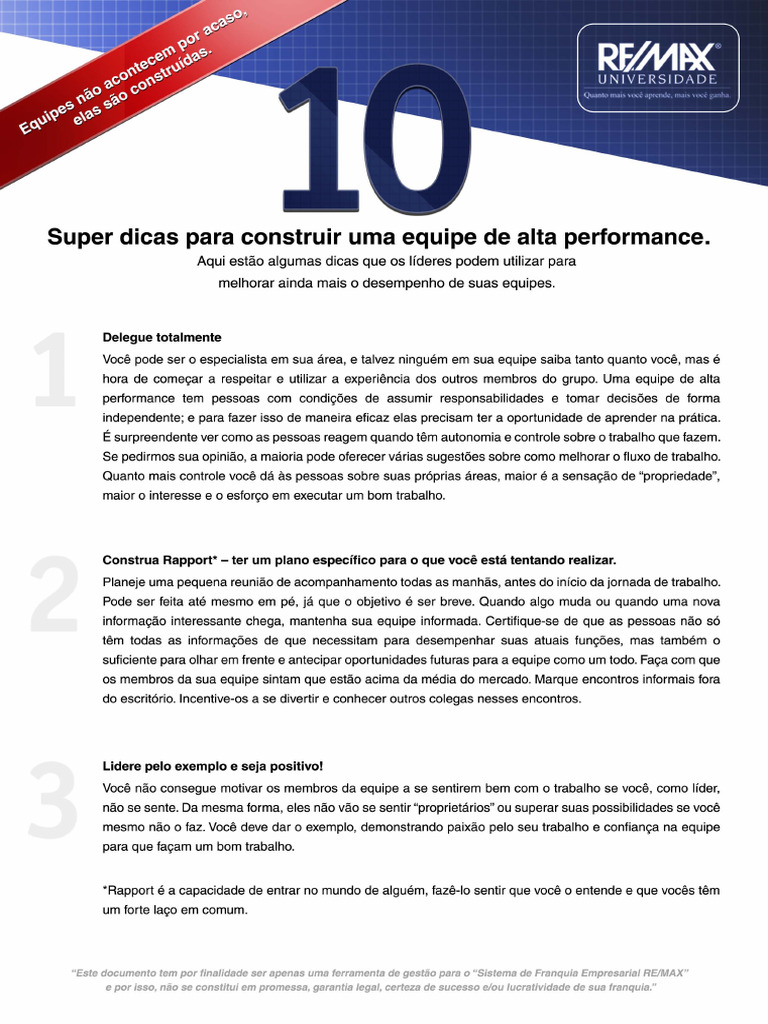 10 SuperDicas para Construir Uma Equipe de Alta Performance | PDF