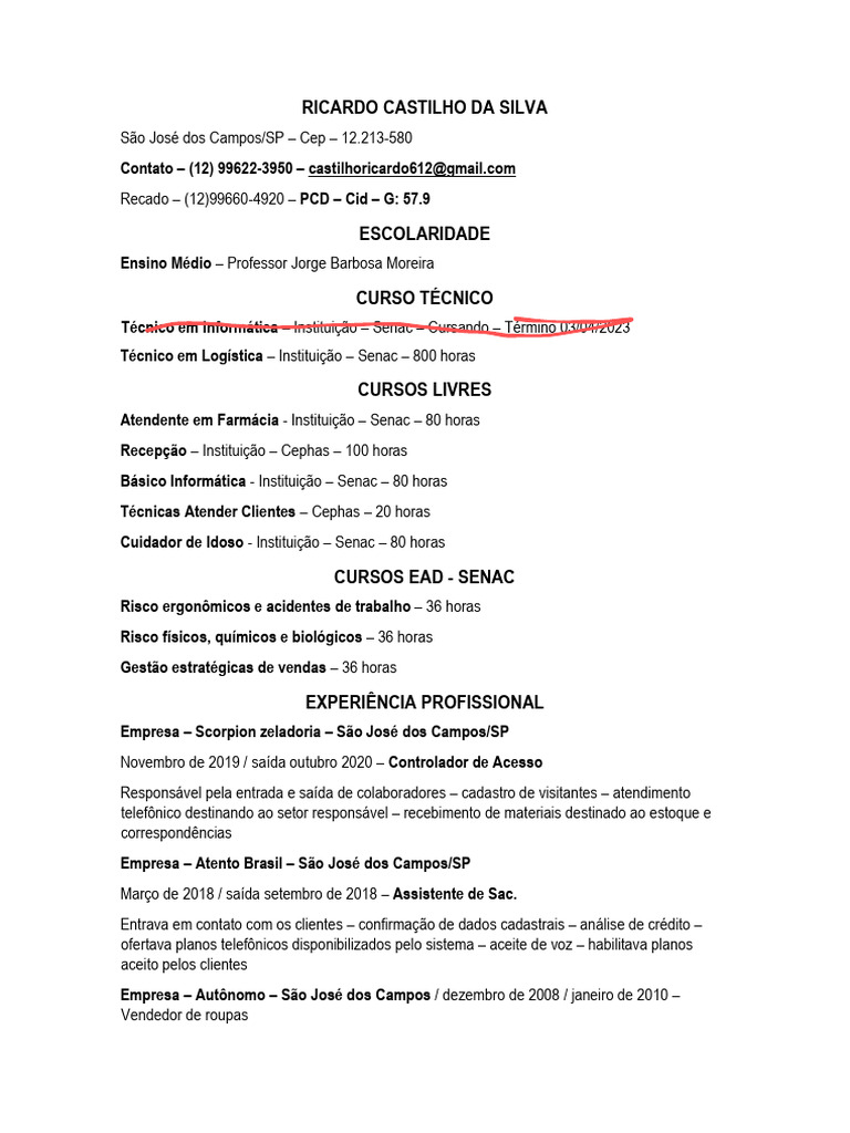 Ricardo Castilho CV Atual PDF | PDF
