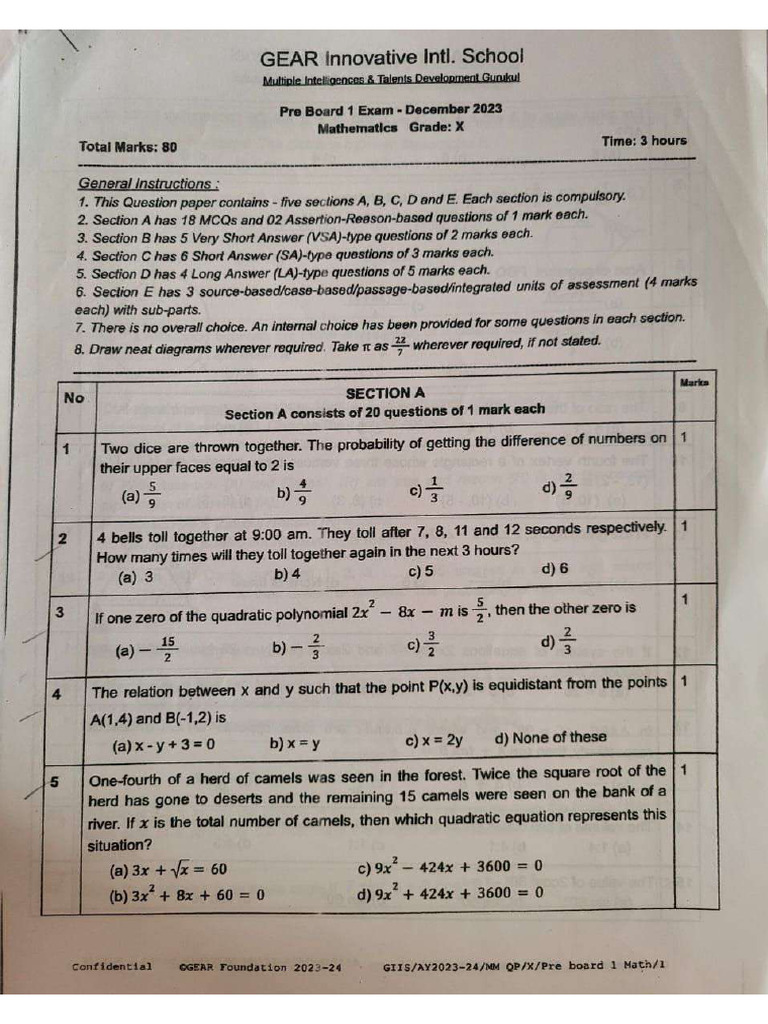 Gear QP Maths | PDF