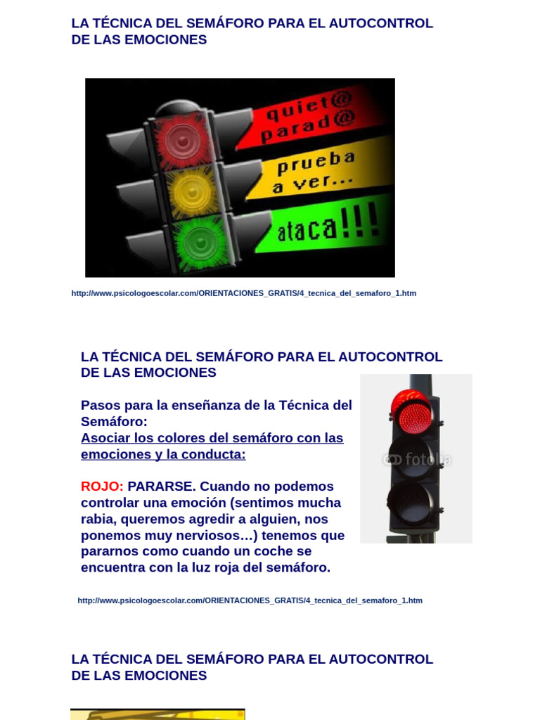 Técnica del Semáforo para Autocontrol | PDF | Semáforo | Las emociones
