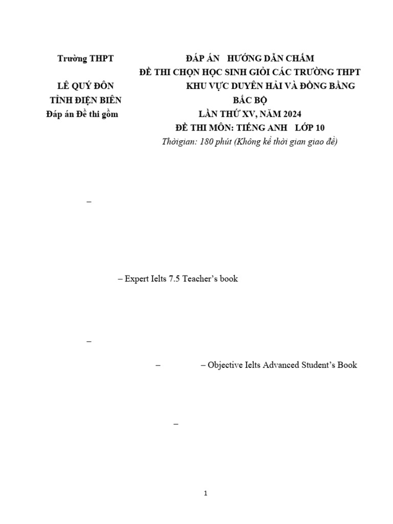 Hdc-tieng-Anh-10 - de Xuat Duyen Hai - 2024 | PDF