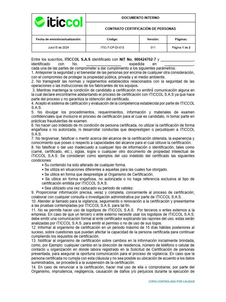 Itic-T-Cp-Di-013contrato (V011) | PDF