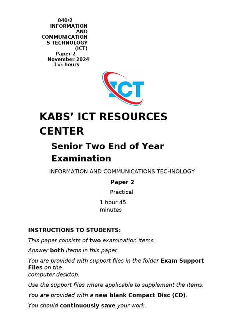 ICT Practical Exam: Spreadsheet & Presentation Tasks | PDF | Computer File | Educational Technology