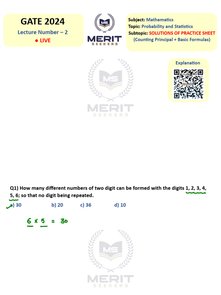 Lecture 1 Solutions of Practice Sheet (Counting Principal and Basic ...