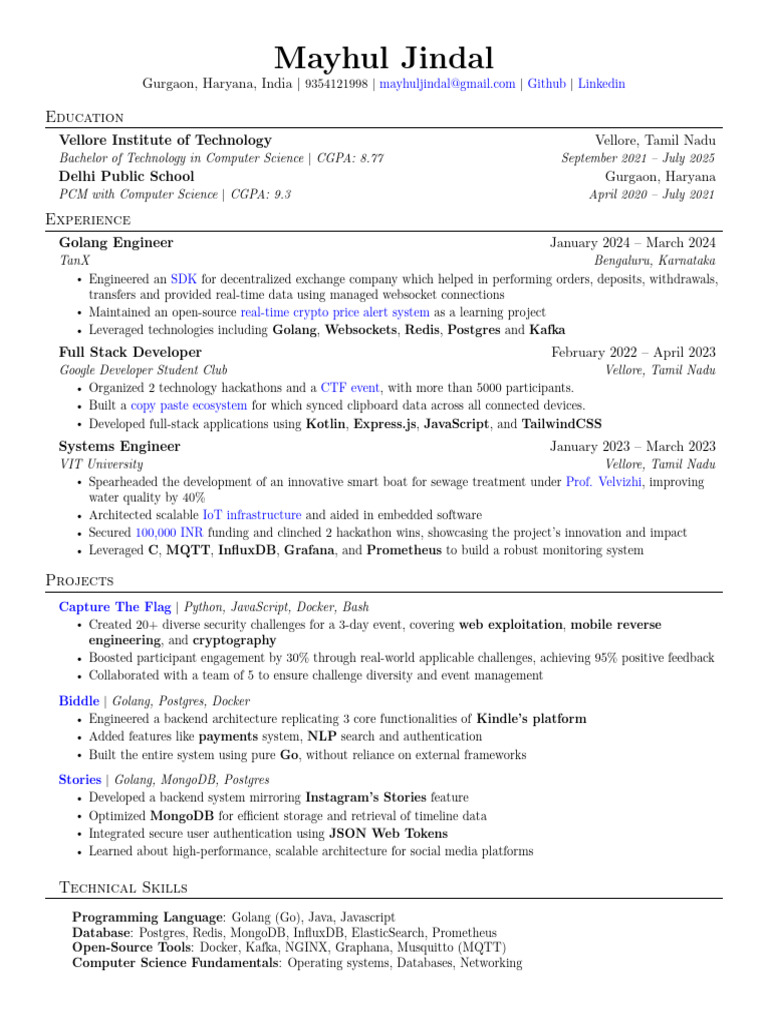 Mayhul Jindal Resume | PDF | Postgre Sql | Java Script