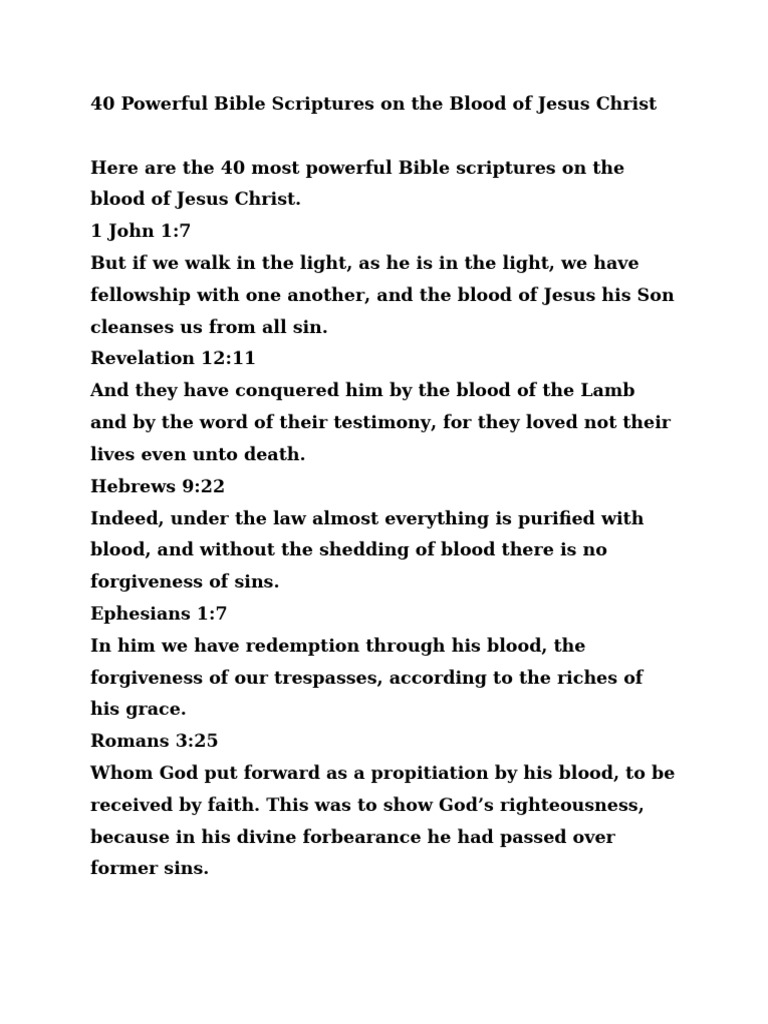 40 Scriptures on the Blood of Jesus | PDF | Jesus | Grace In Christianity