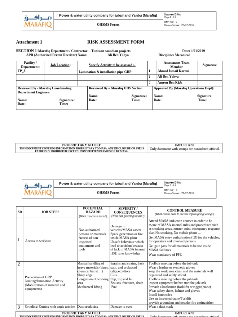 Lamination & Installation Pipe GRP | PDF | Personal Protective Equipment | Fiberglass