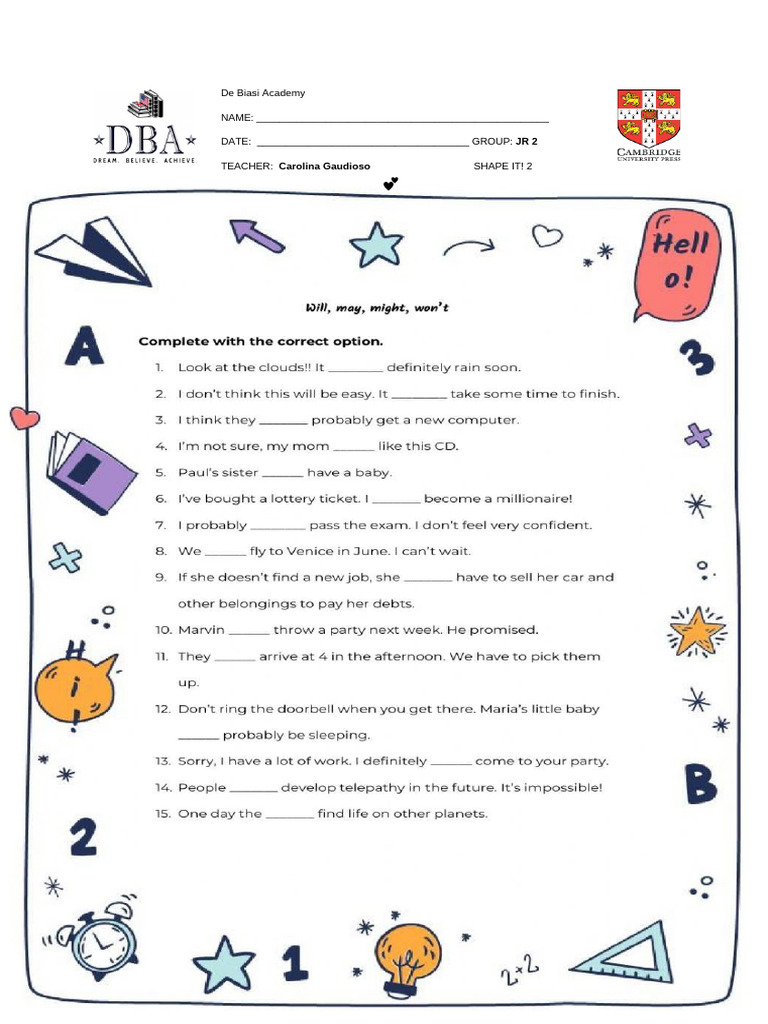 gramar will, may, might | PDF