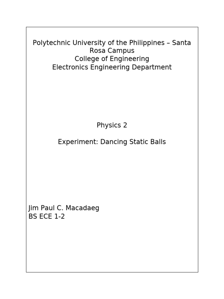 Dancing Static Balls Experiment | PDF | Electric Charge | Physics