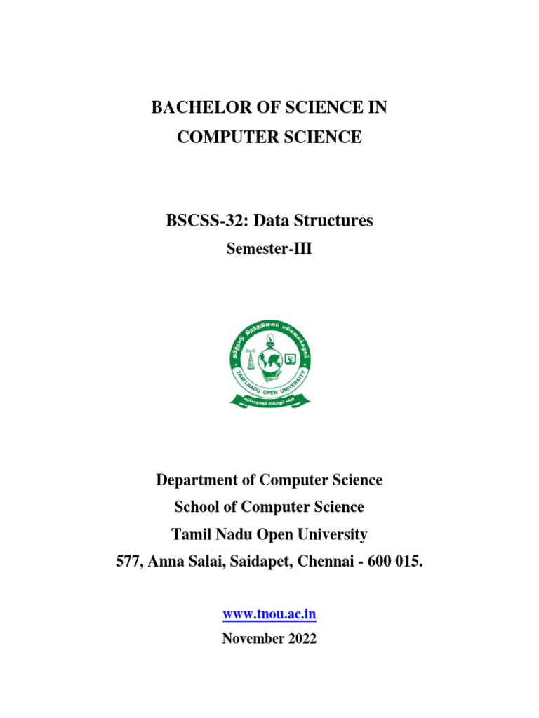 BSCSS 32 Data Structures | PDF | Matrix (Mathematics) | Data Type
