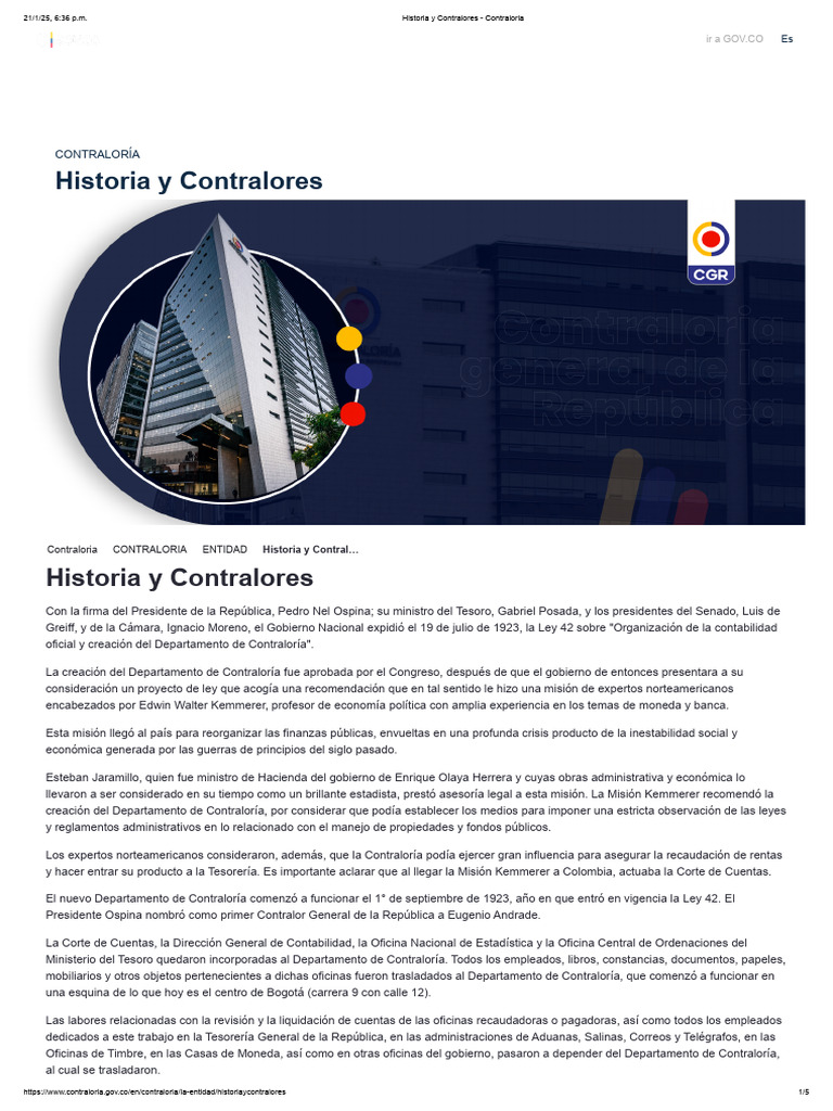 Historia y Contralores CGR | PDF | Gobierno
