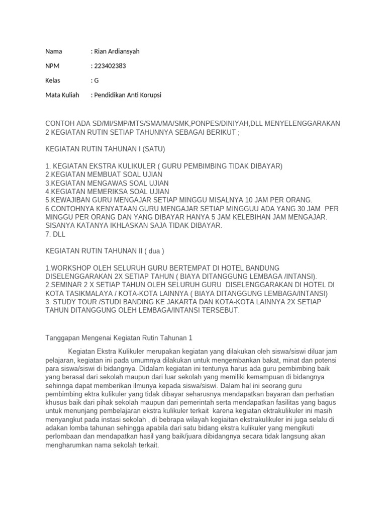 Rian Ardiansyah - Pendidikan Anti Korupsi | PDF