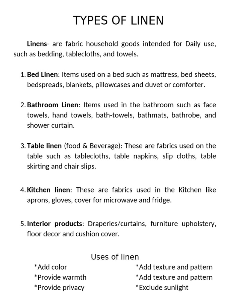 Types of Linen | PDF