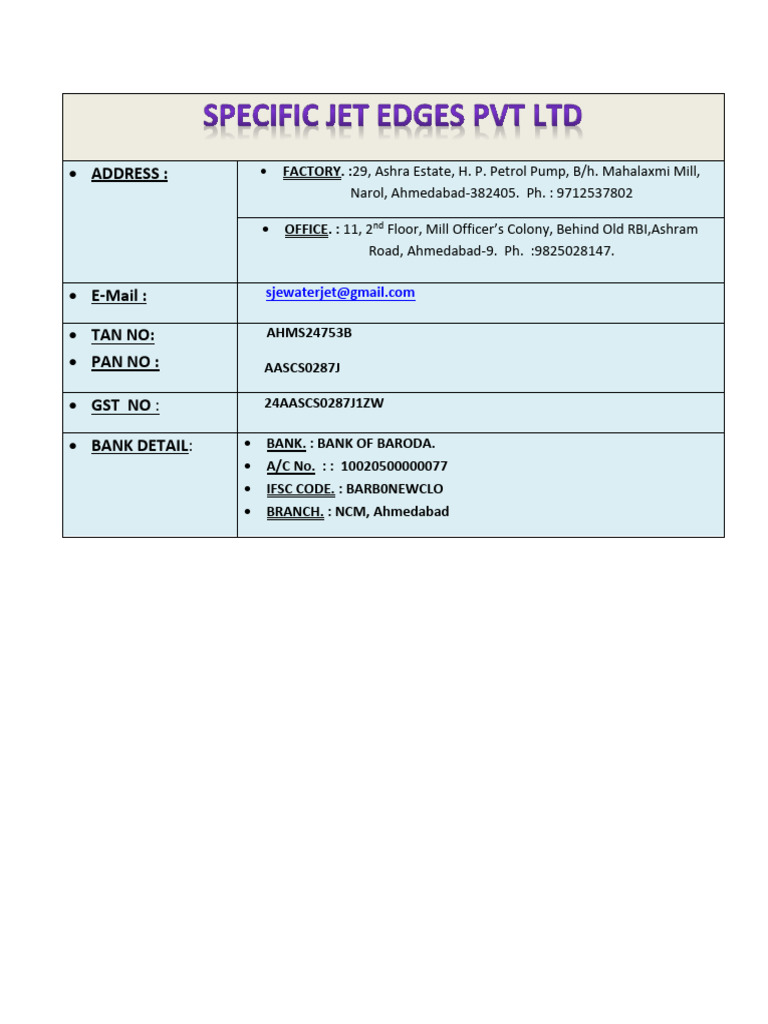 Specific Jet Edgs PVT LTD | PDF
