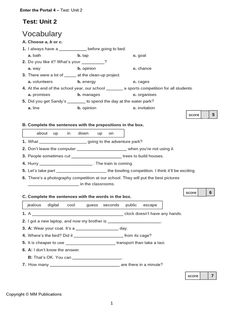 Enter_the_Portal_4_Unit_Test_2 | PDF | Linguistics