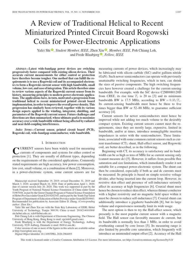 A Review of Traditional Helical To Recent Miniaturized Printed Circuit Board Rogowski Coils For ...
