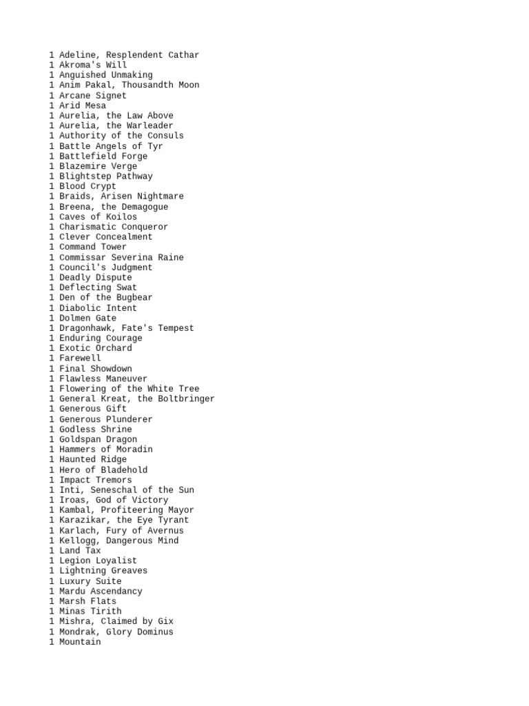 Magic: The Gathering Card List | PDF