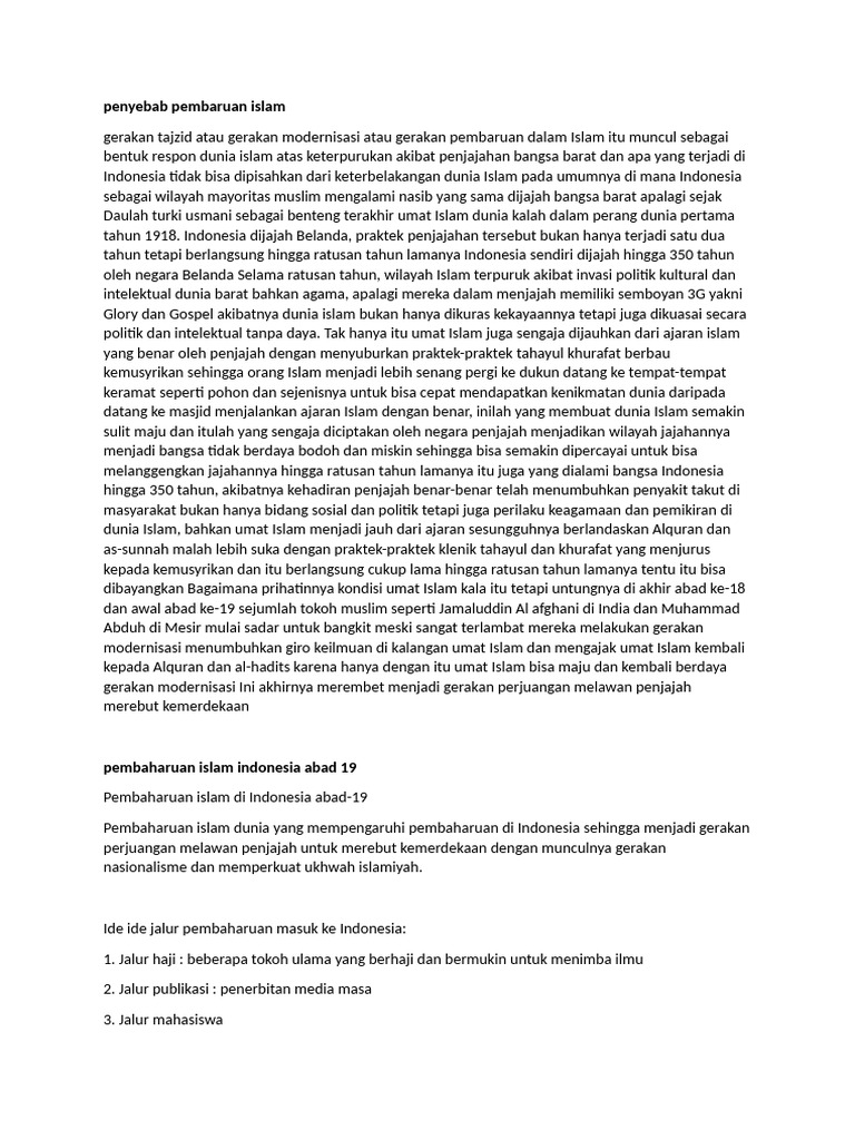 Penyebab Pembaruan Islam | PDF