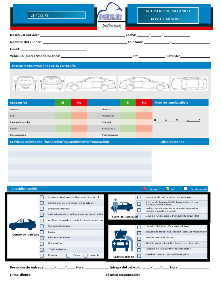 Checklist Taller Bosch Car Service | PDF | Estilos de carrocería | Coche