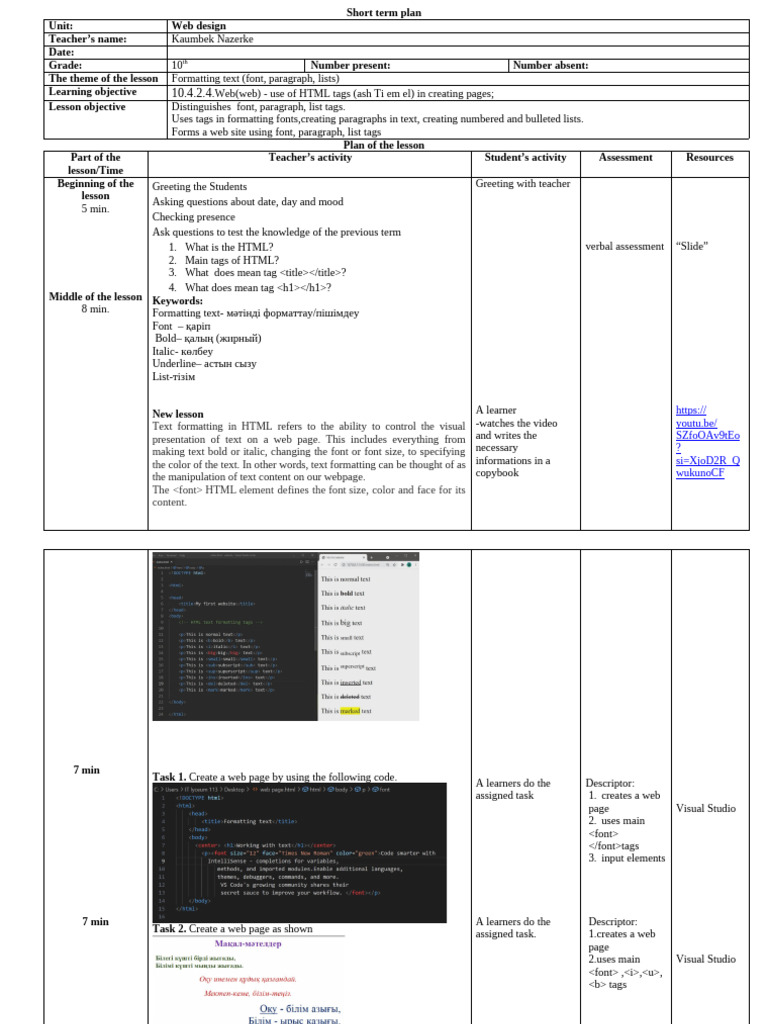 10 Formatting Text (Font, Paragraph, Lists) | PDF | Html | Tag (Metadata)