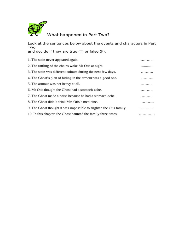 Part Two: Ghostly Events Quiz | PDF
