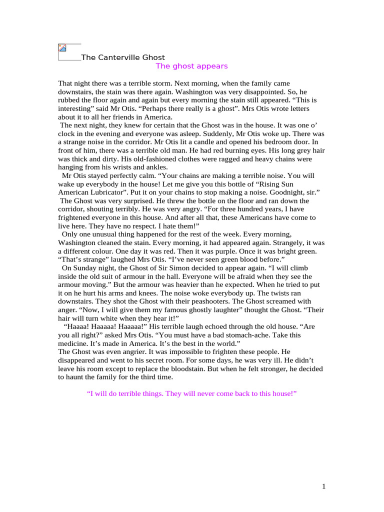 canterville ghost-Part Two | PDF