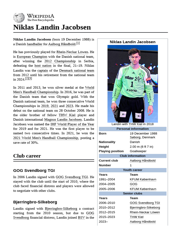 Niklas_Landin_Jacobsen | PDF | Sports