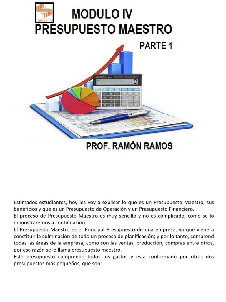 Presentacion Modulo Iv Presupuesto Maestro Parte 1 Teoria PDF | PDF | Presupuesto | Business