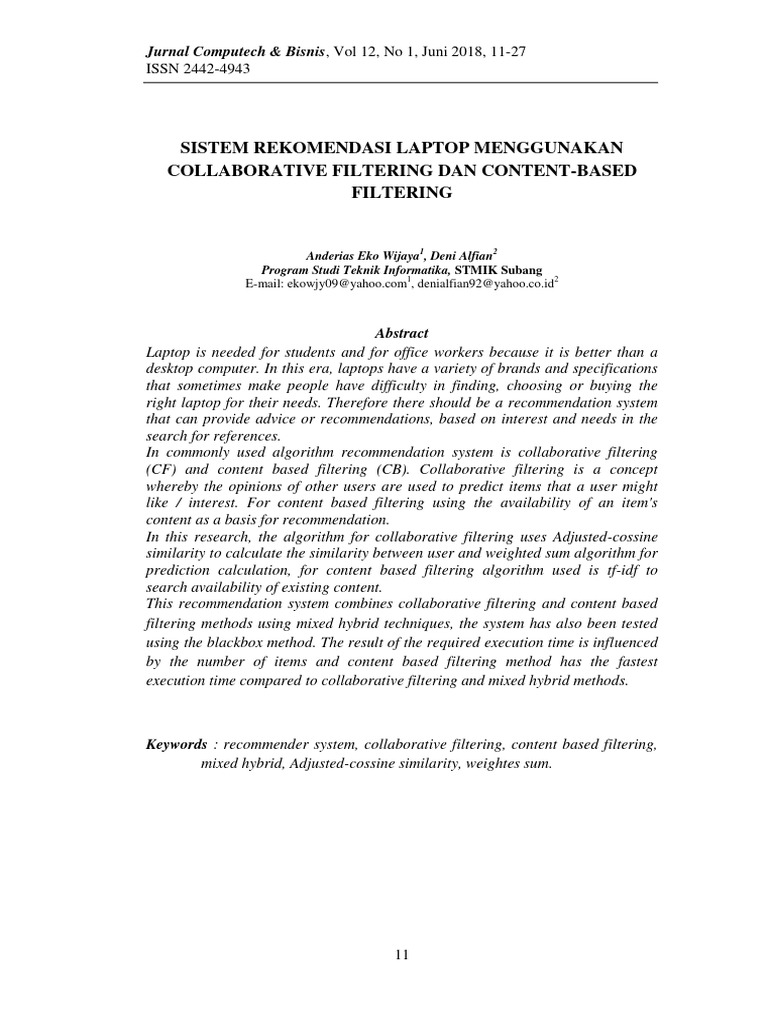 Sistem Rekomendasi Laptop | PDF