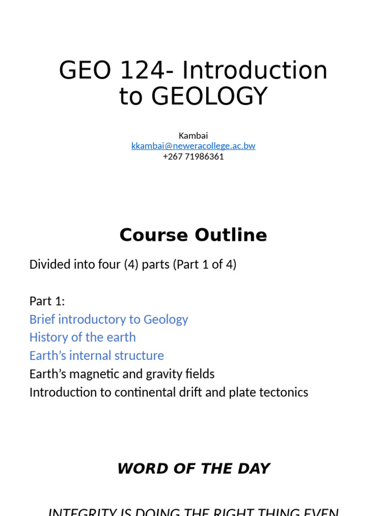 GEO 124 - Introduction To GEOLOGY - Lecture - 3 | PDF | Plate Tectonics ...