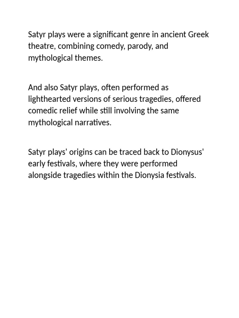 Ancient Greek Satyr Plays Explained | PDF