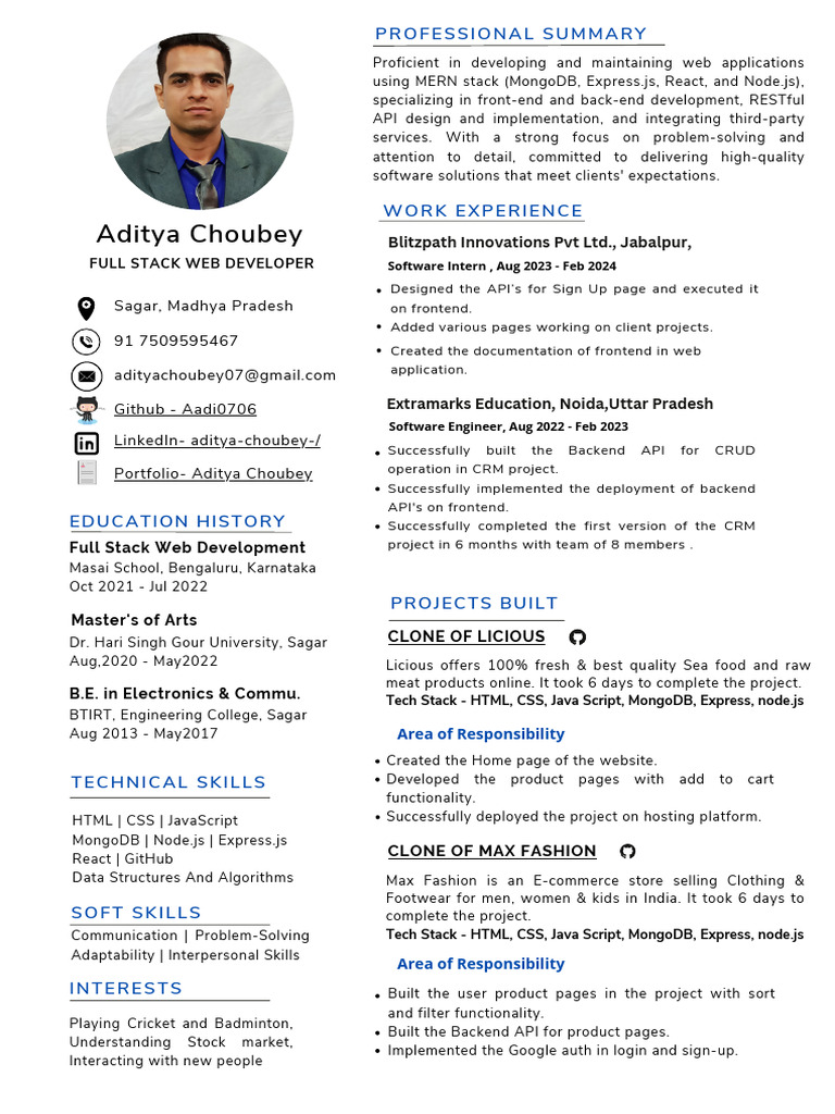 Aditya-Choubey-Resume - Aditya Choubey (1) | PDF | Java Script | Web Development