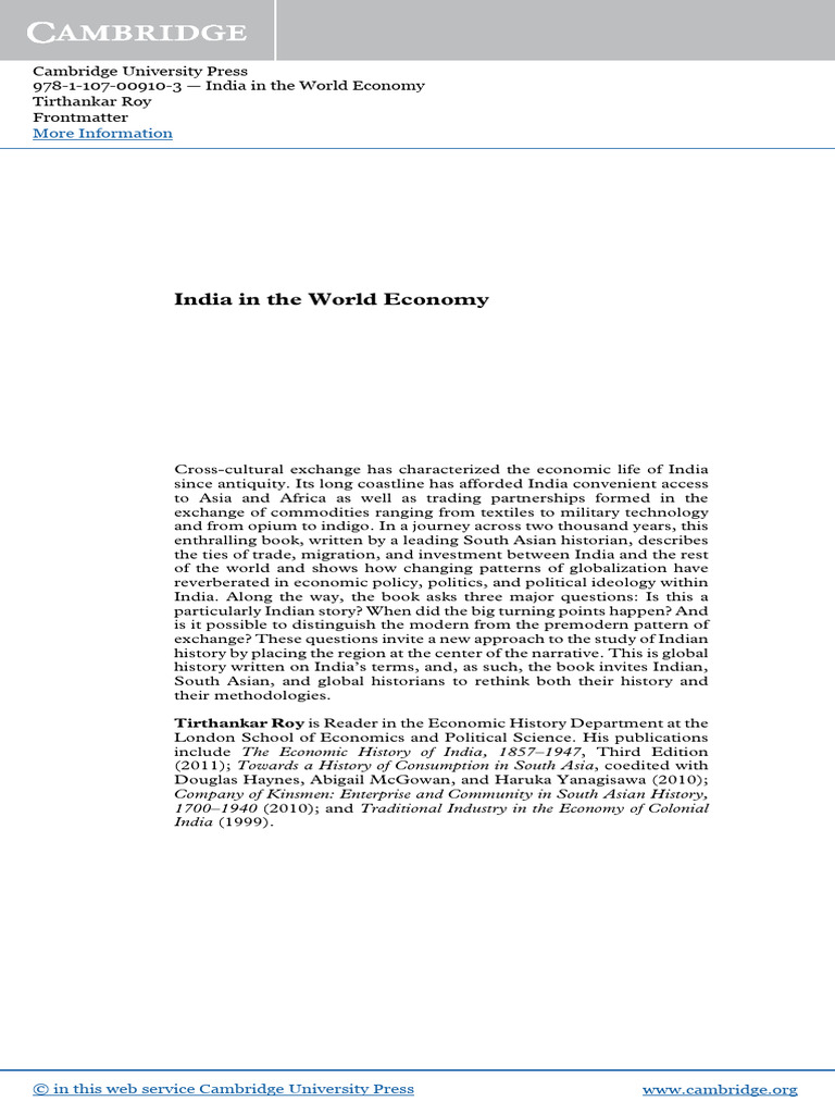 India in The World Economy | PDF | Kolkata | Globalization
