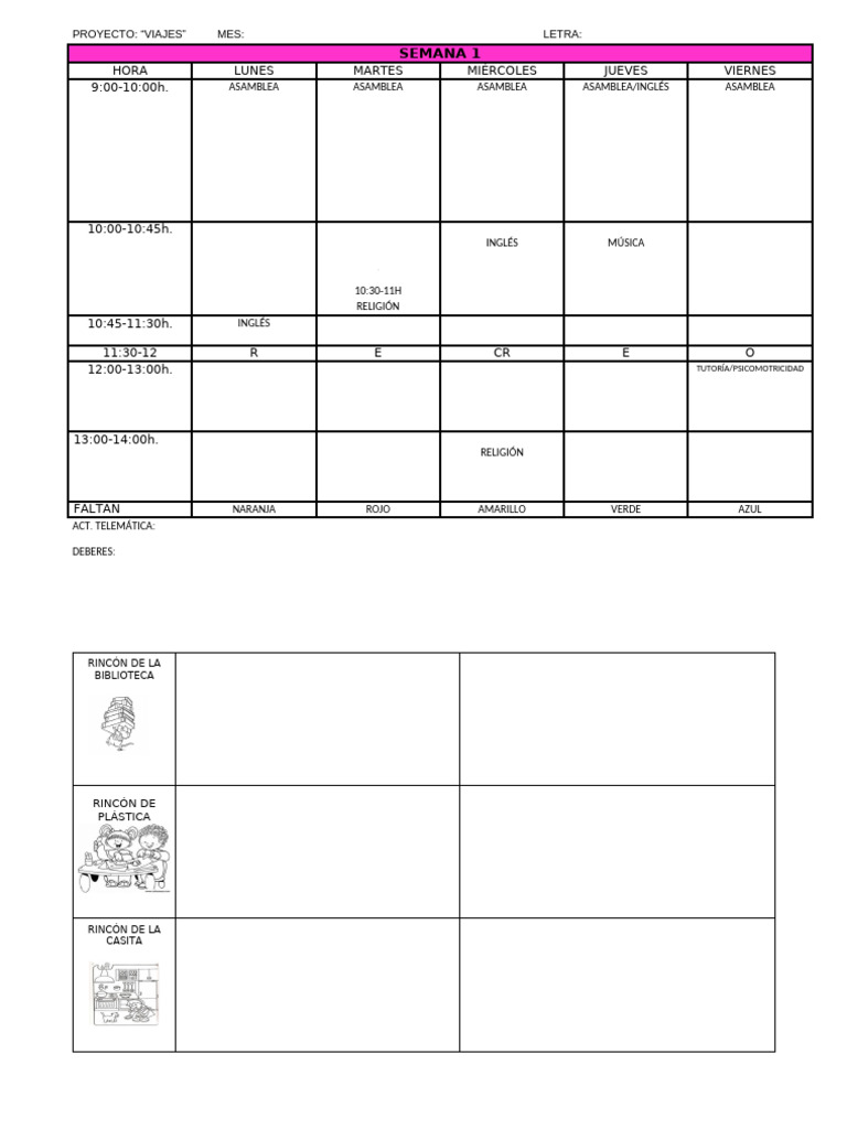Programación Aula Semanas | PDF | Arco iris | Color