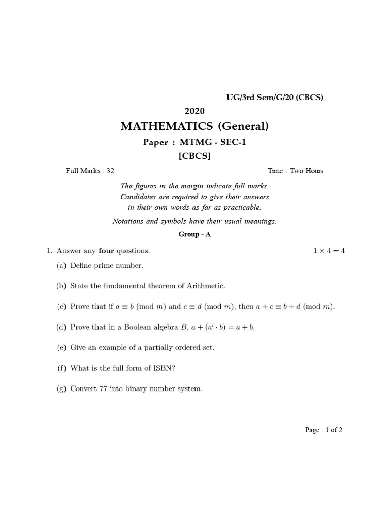 Mathematics SEC 1 | PDF