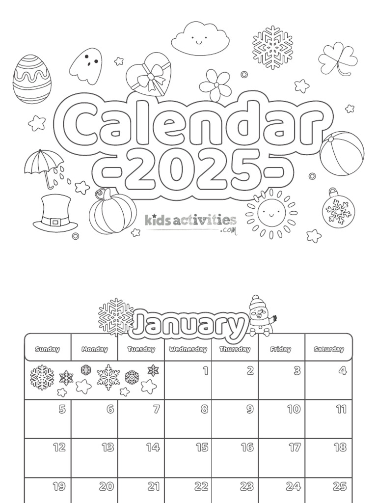 Calendar 2025 Coloring Pages | PDF