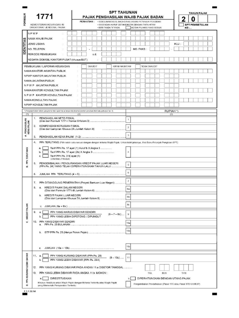 Contoh Formulir SPT PPh OP | PDF