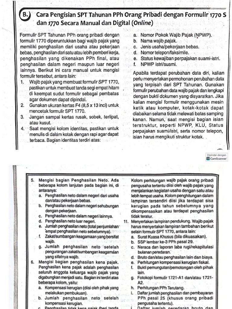 Cara Pengisian SPT Tahunan | PDF