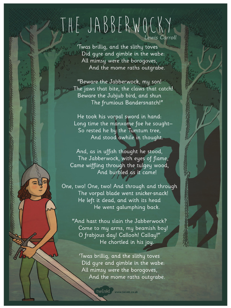 The Jabberwocky Illustrated Poem Display Poster Twinkl Font | PDF