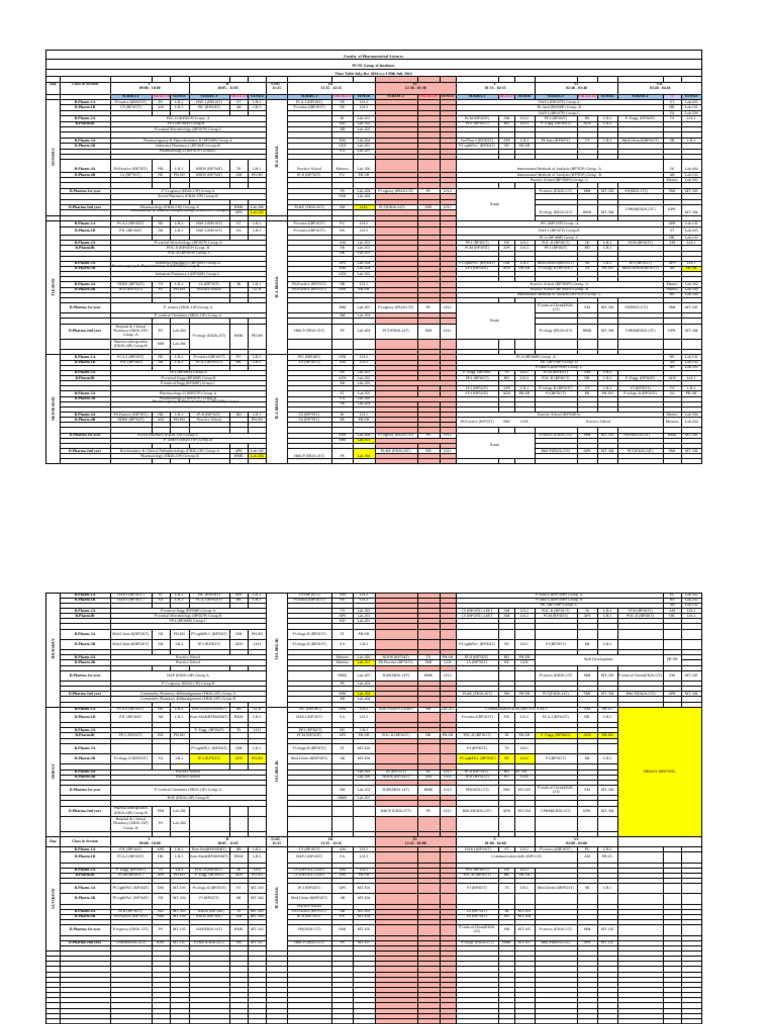 Time Table July-Dec 2024 Wef 29 July | PDF | Pharmaceutical Sciences | Pharmacology