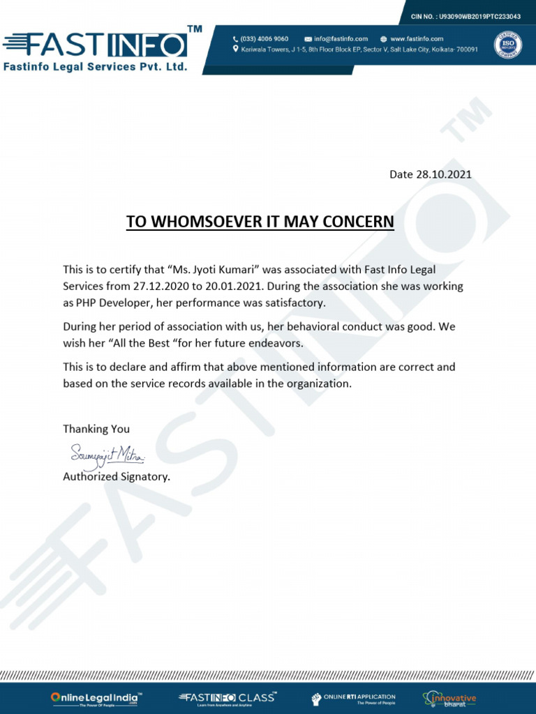 TWIMC Document of Jyoti Kumari (FI-0304) . | PDF