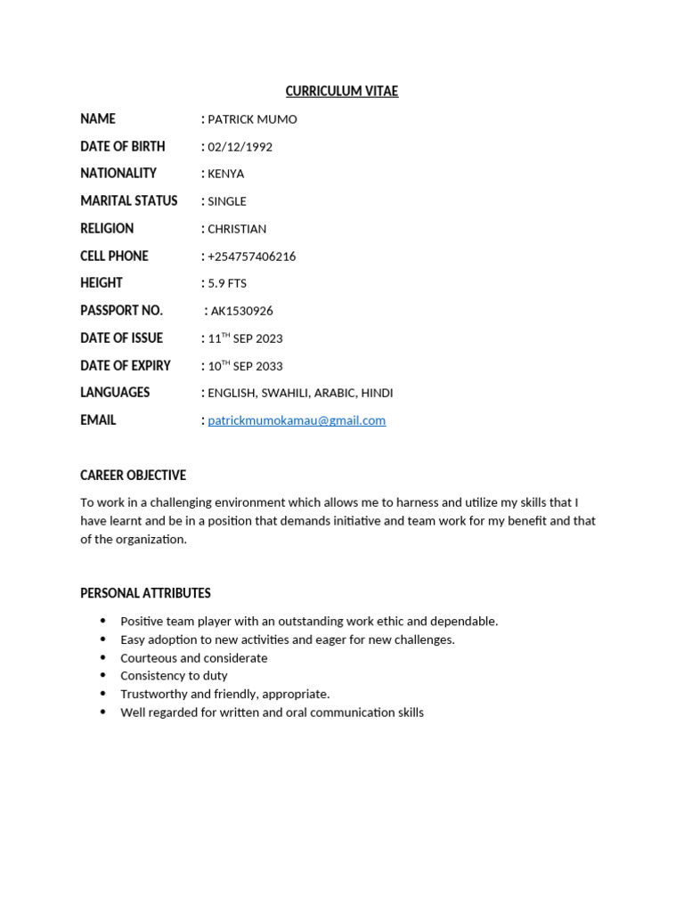 Curriculum Vita1 | PDF