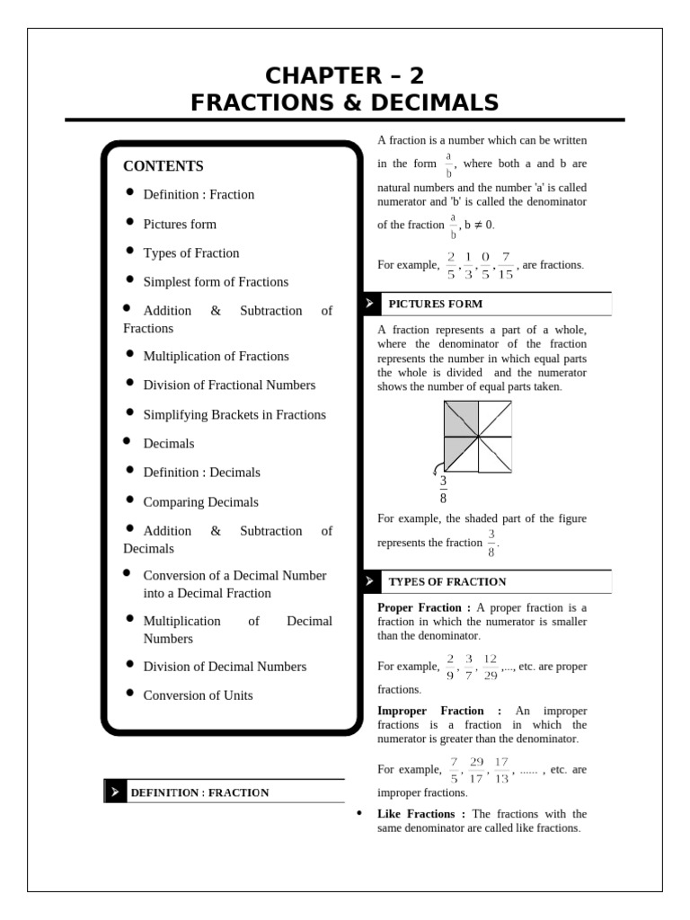02-Fraction and Decimals | PDF | Multiplication | Mathematical Objects