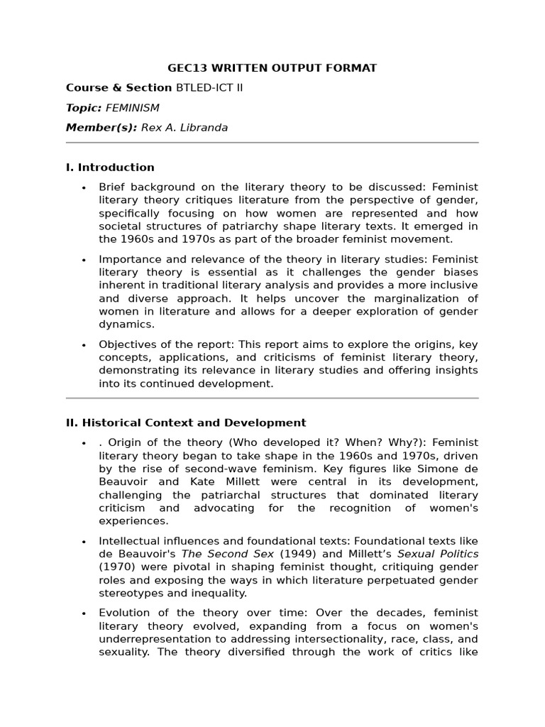 GEC13-WRITTEN-OUTPUT-FORMAT (1) | PDF | Feminism | Gender Studies