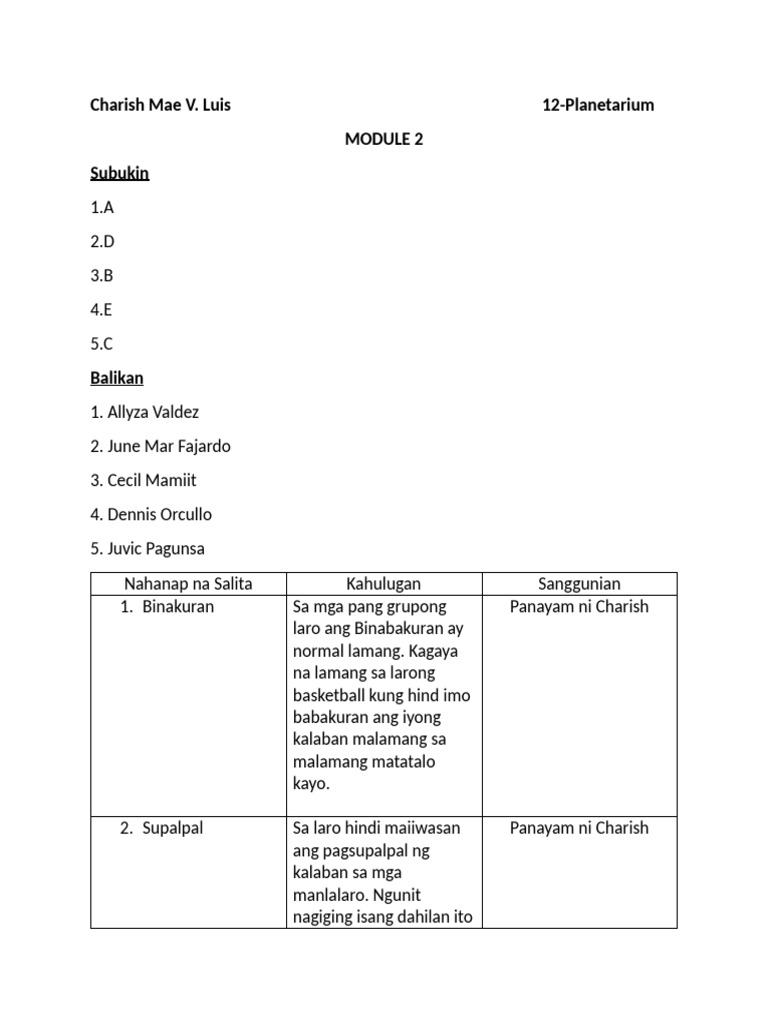 Activity in Piling Larang | PDF