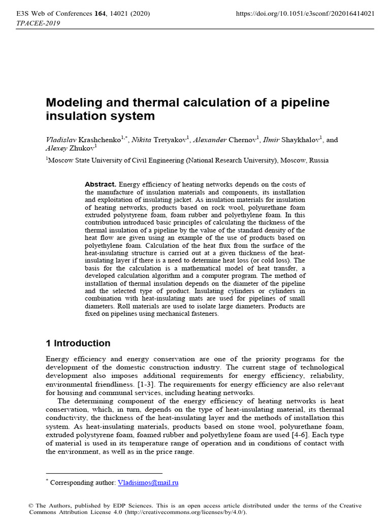 Modeling and Thermal Calculation of A Pipeline Insulation System | PDF ...