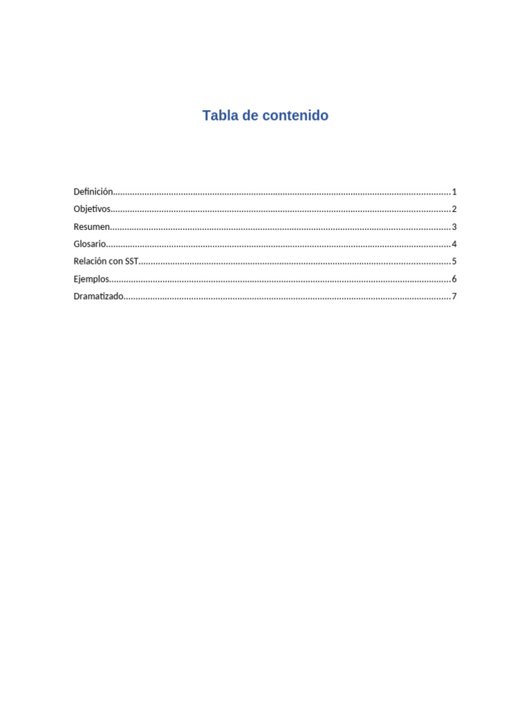 Tabla de Contenido | PDF