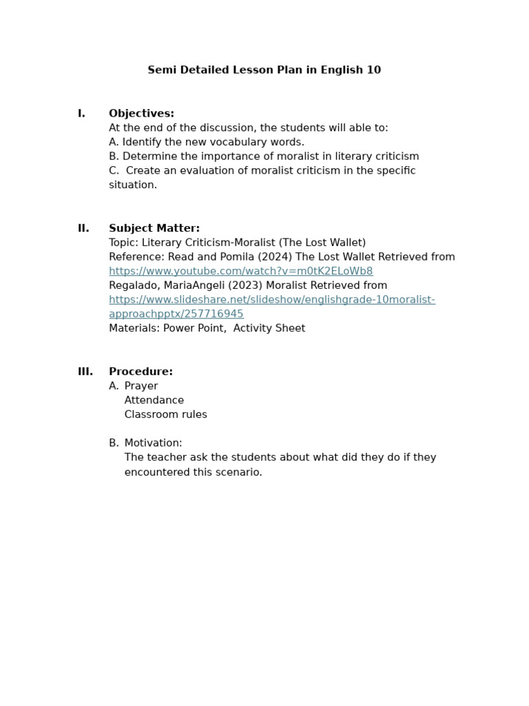 Semi Detailed Lesson Plan Final | PDF | Lesson Plan | Human Communication
